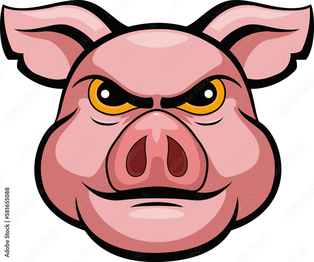 Cartoon pig head mascot design Stock Vector | Adobe Stock