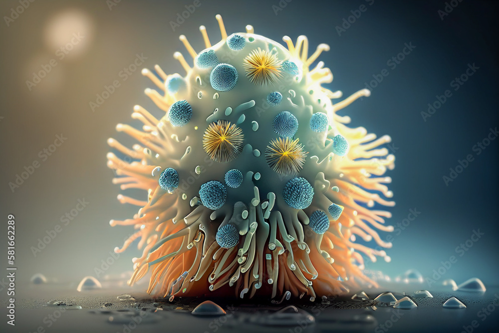 Electron Microscope Image shows microorganisms in the human body. AI ...