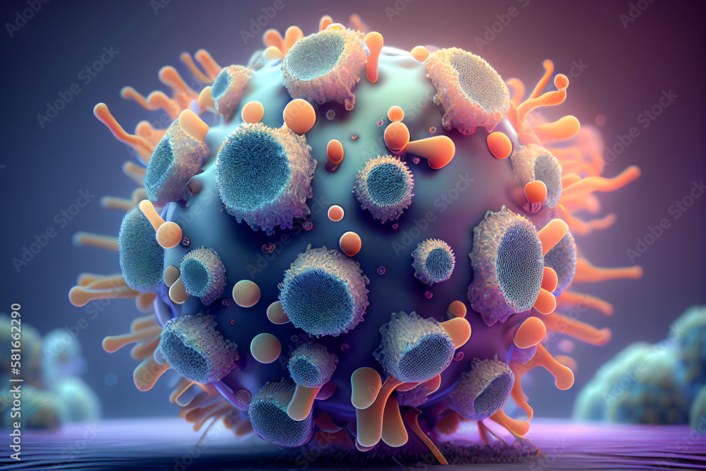 Electron Microscope Image shows microorganisms in the human body. AI ...