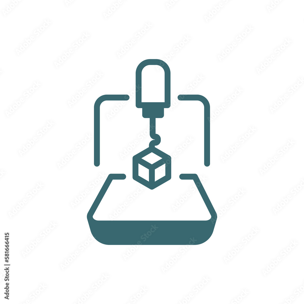 3d printer icon. Filled 3d printer icon from automation and high tech ...