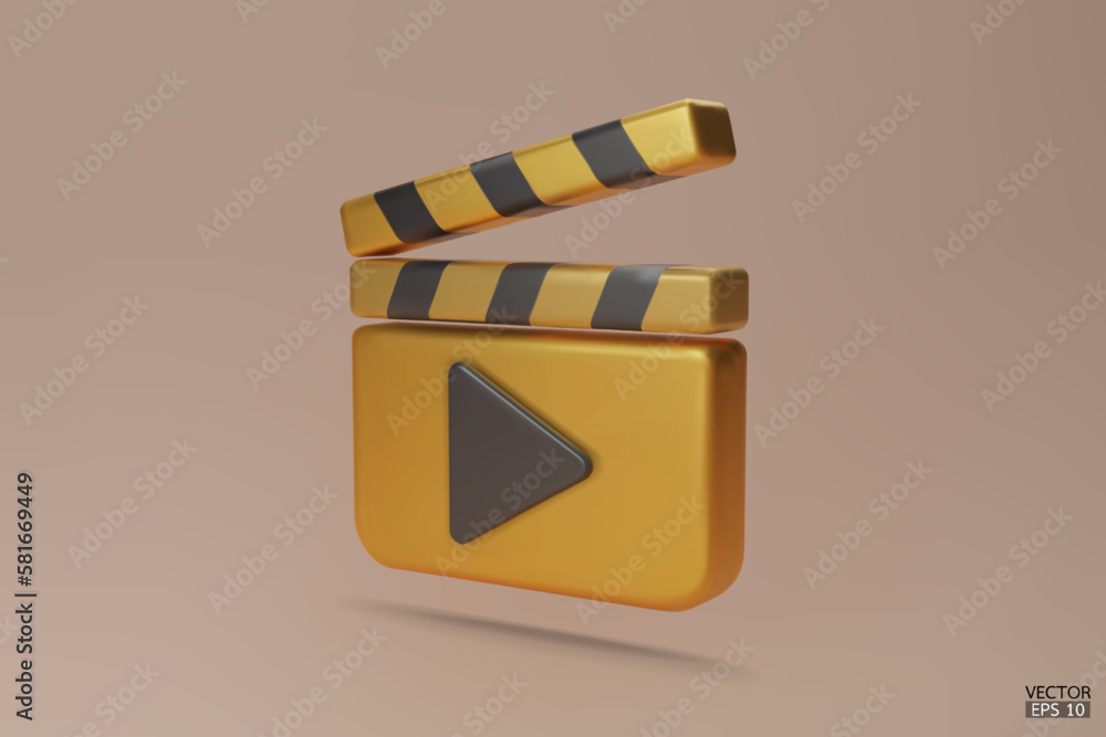 Gold Clapper board icon. Media player icons. Video player icons. Film ...
