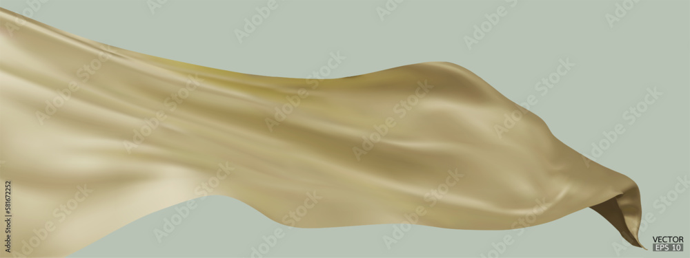 Flying cream silk textile fabric flag background. Smooth elegant cream ...