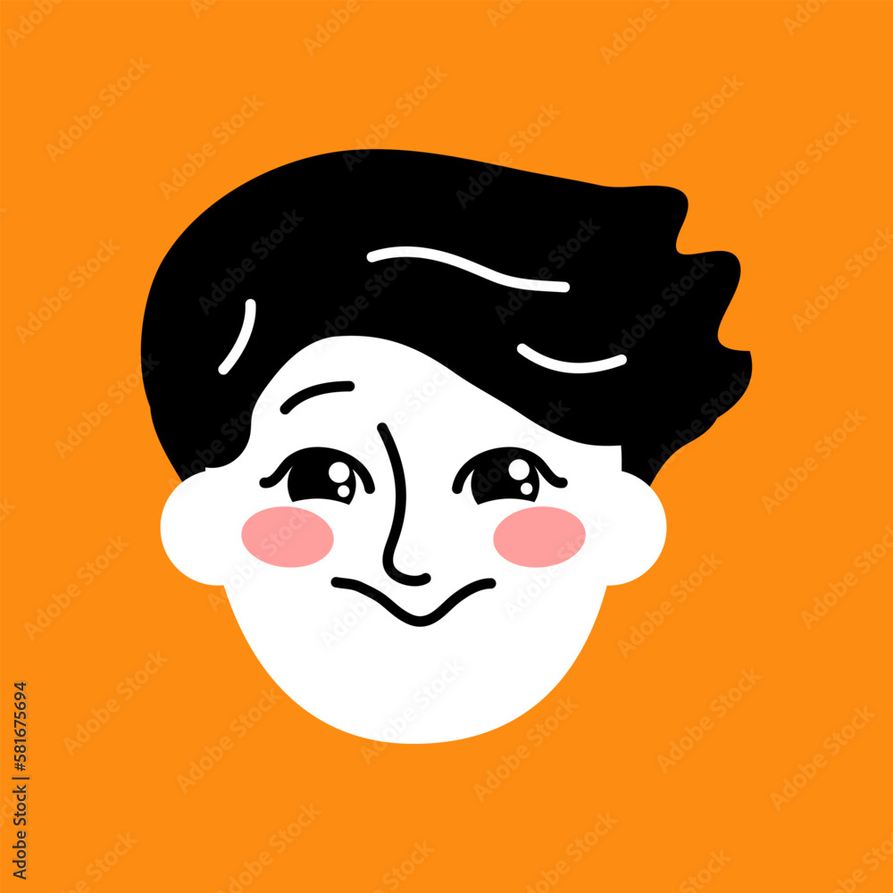 Cute boy avatar. Friendly schoolboy face portrait with positive facial ...