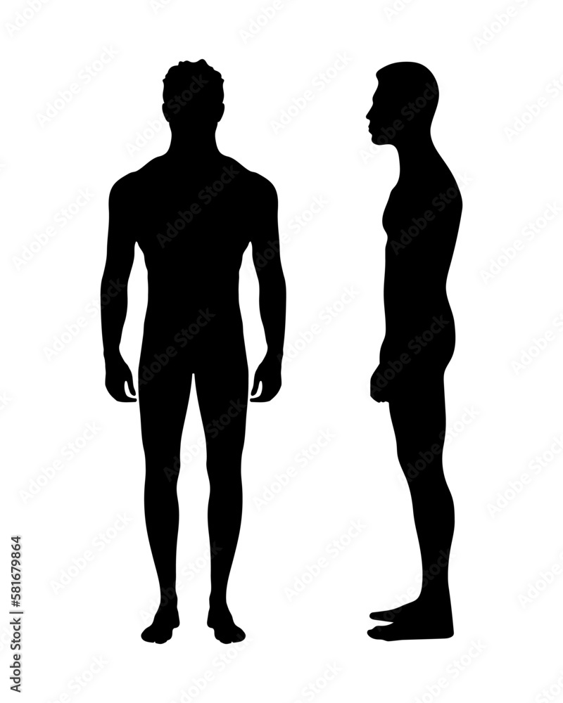 Silhouettes of a man, full-face and profile. Stock Vector | Adobe Stock