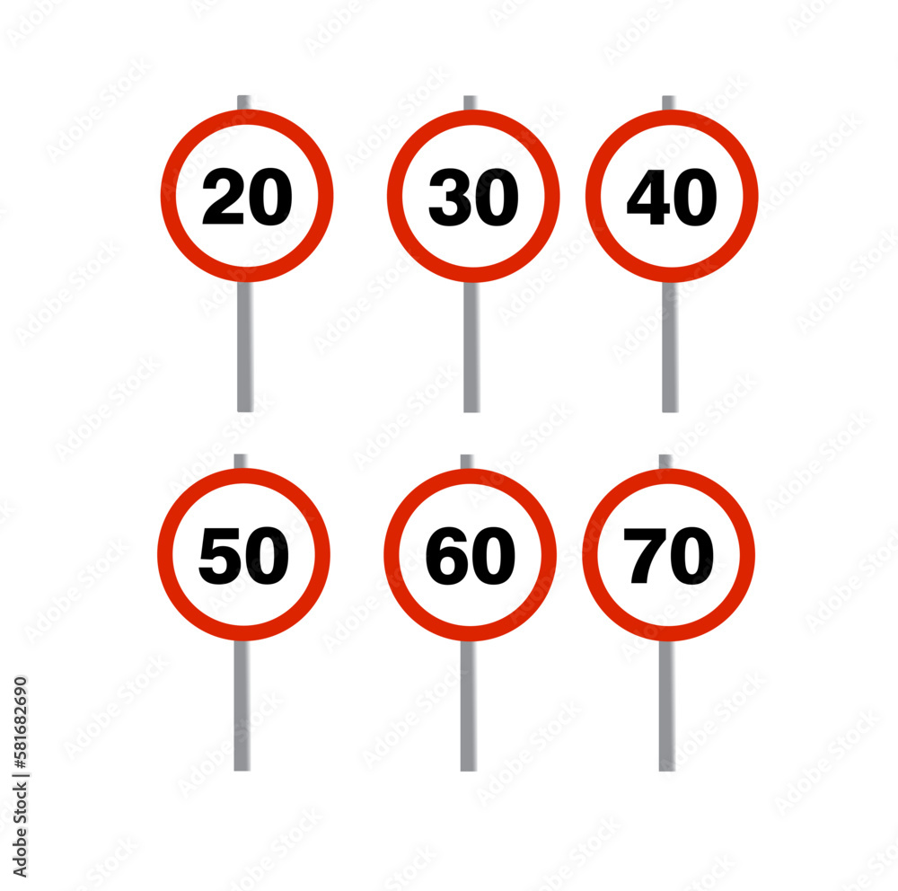 road signs, maximum speed limit signs vector Stock Vector | Adobe Stock