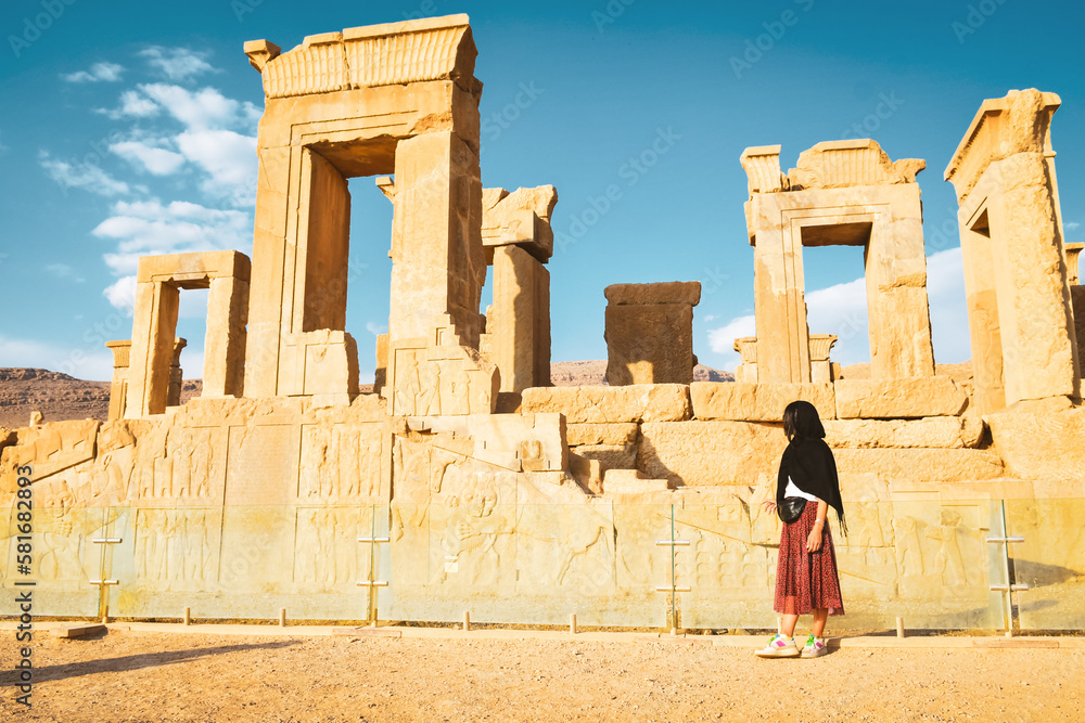 Persepolis, Iran - 8th june, 2022: Tourist walk to Persepolis ancient ...