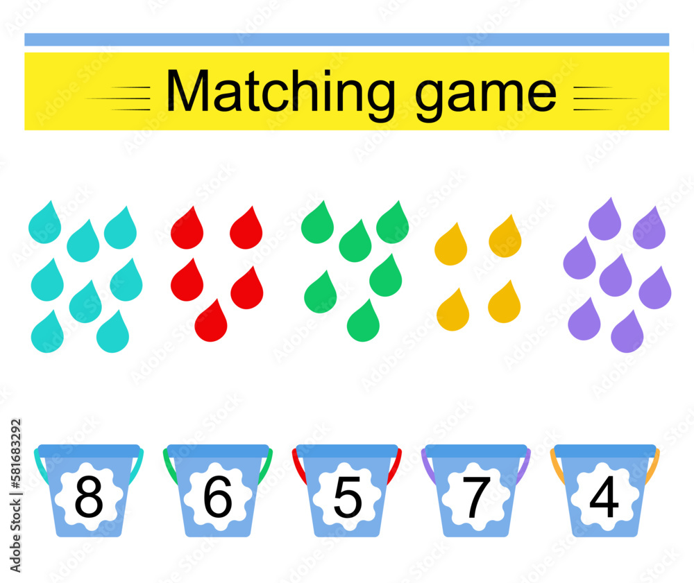 Math activity for kids. Matching game. Developing numeracy skills ...