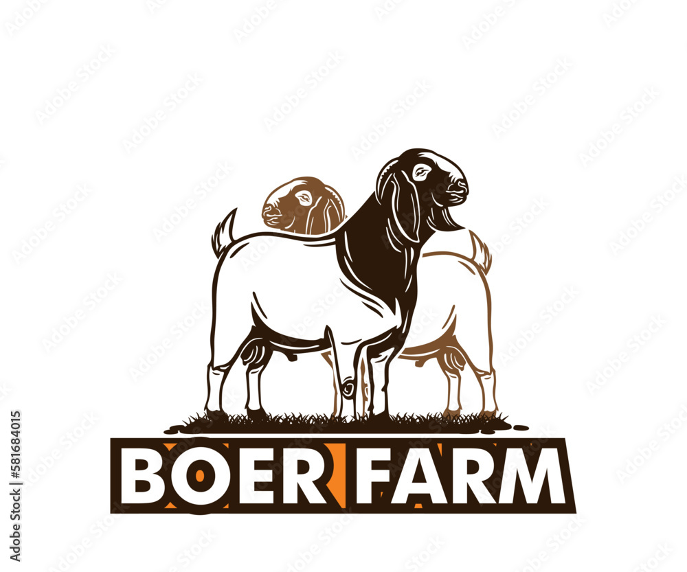 GREAT BOER GOAT LOGO, silhouette of big sheep standing vector illustrations Stock Vector | Adobe ...