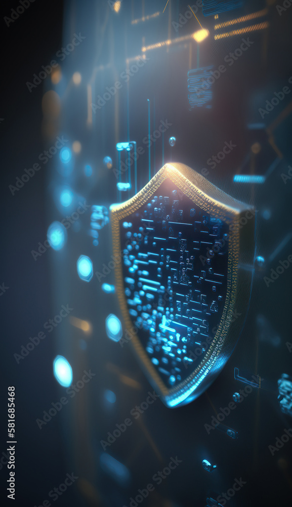 Cyber security digital shield for protecting data, abstract futuristic ...