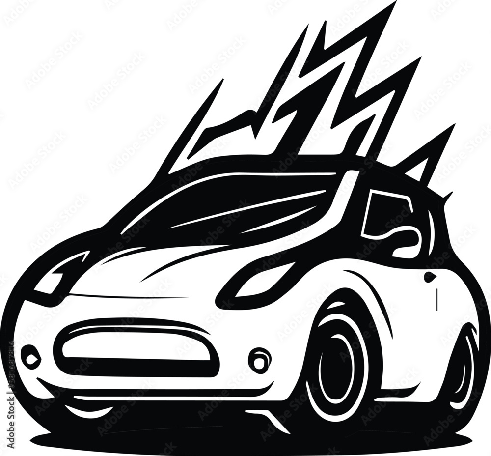 EV Electric Vehicle Logo Monochrome Design Style Stock Vector | Adobe Stock