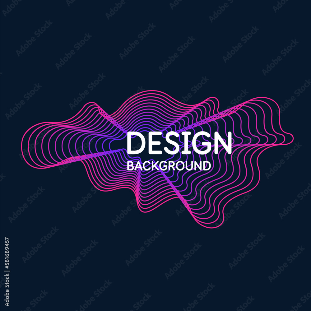 Poster with dynamic waves. Vector illustration in minimal style ...