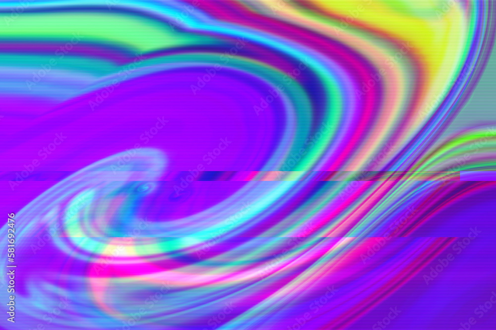 Distorted with Motion glitch effect Abstract purple pink green neon ...