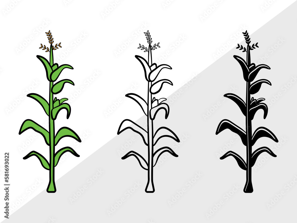 Vetor de Corn Stalk SVG, Corn Stalk Clipart, Corn Tree Svg, Corn Svg ...
