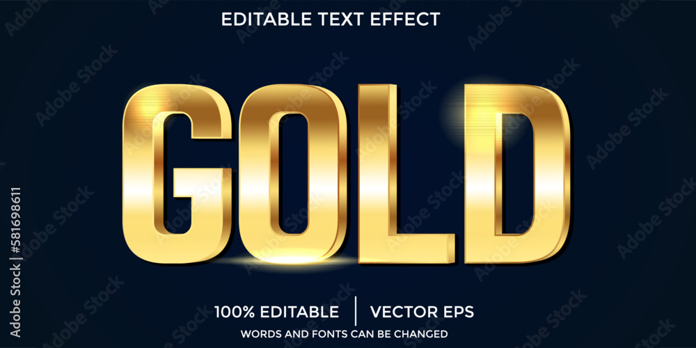 Luxury Gold Text Style Effect with Editable Text Stock Vector | Adobe Stock