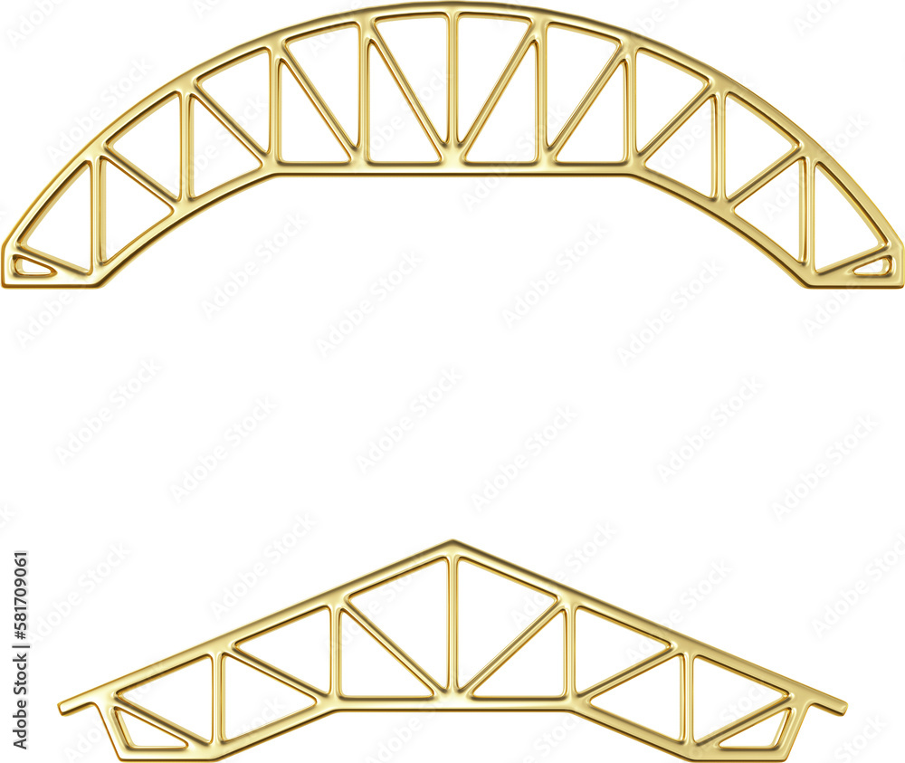 Gold metal truss icon. Roof metal trusses constructions. Set of roofing ...