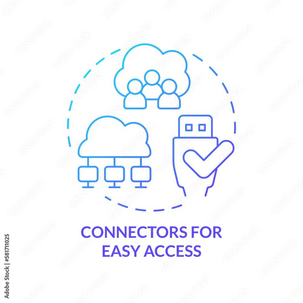 Connectors for easy access blue gradient concept icon. Share with users ...