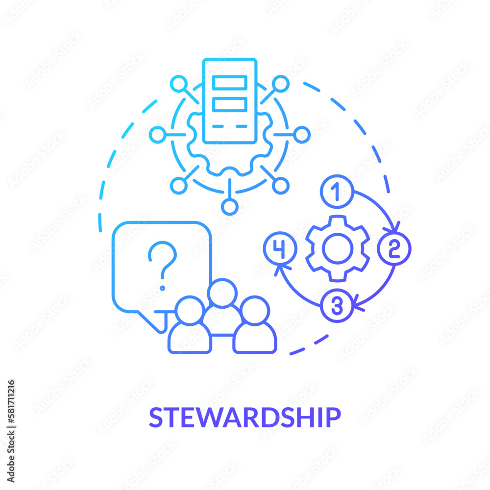 Stewardship blue gradient concept icon. Operations management. Digital ...