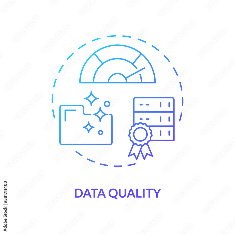 Data quality blue gradient concept icon. Relevant and accurate ...