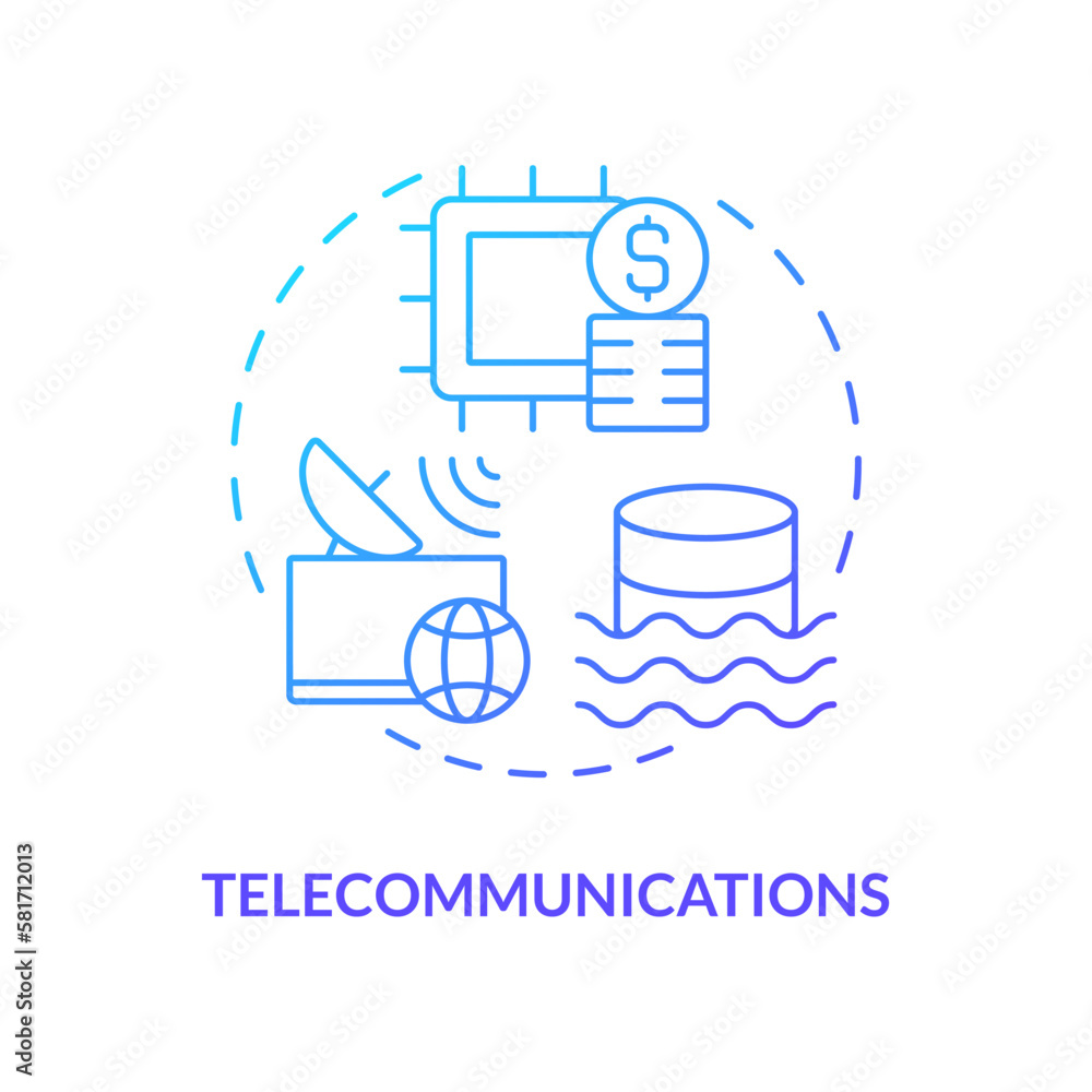 Grafika wektorowa Stock: Telecommunications blue gradient concept icon ...
