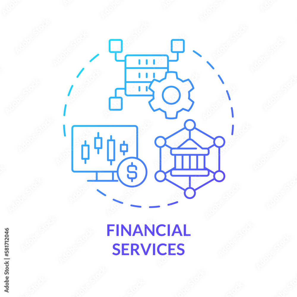 Financial services blue gradient concept icon. Banking industry ...