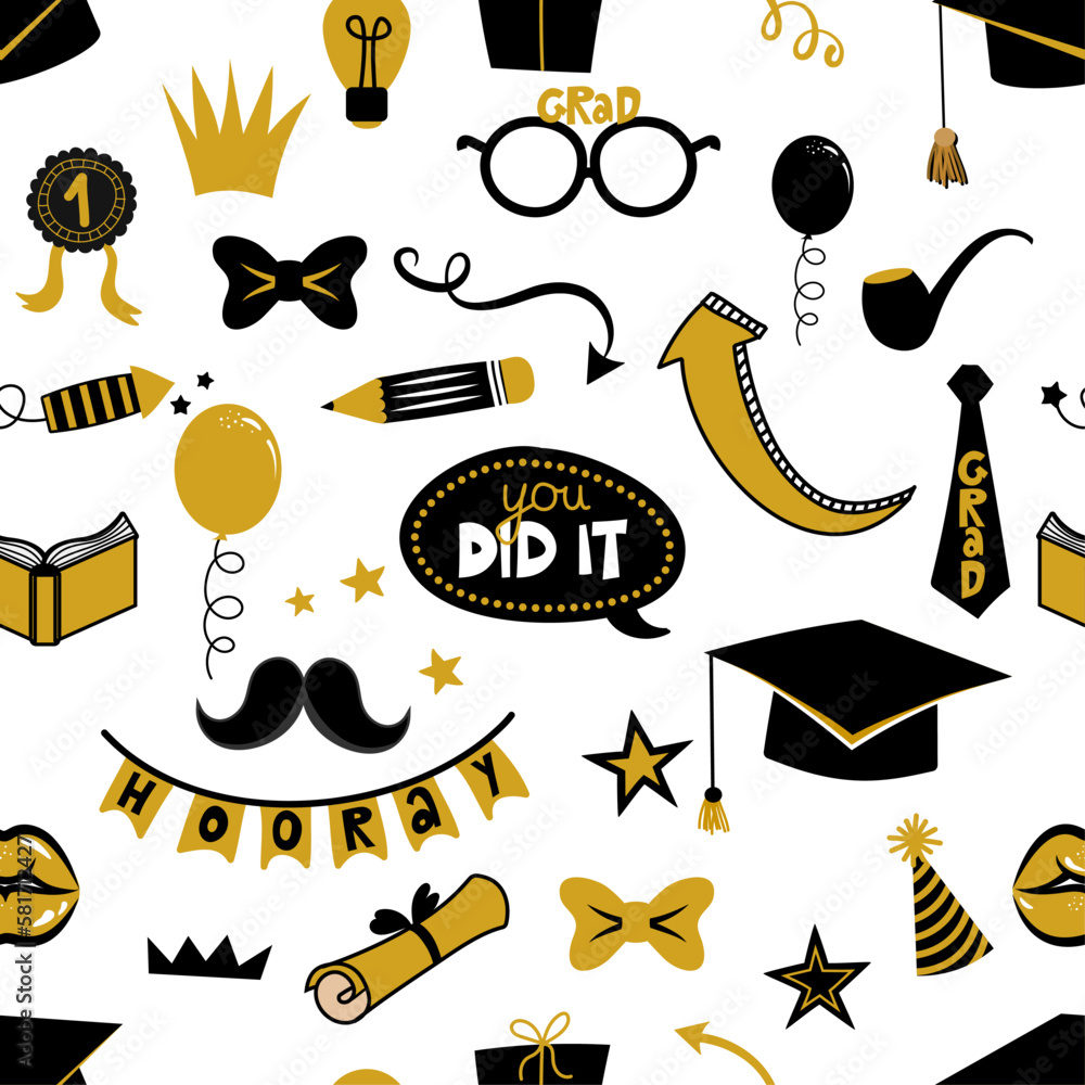 Congratulations graduates - Seamless pattern, vector backdrop of ...