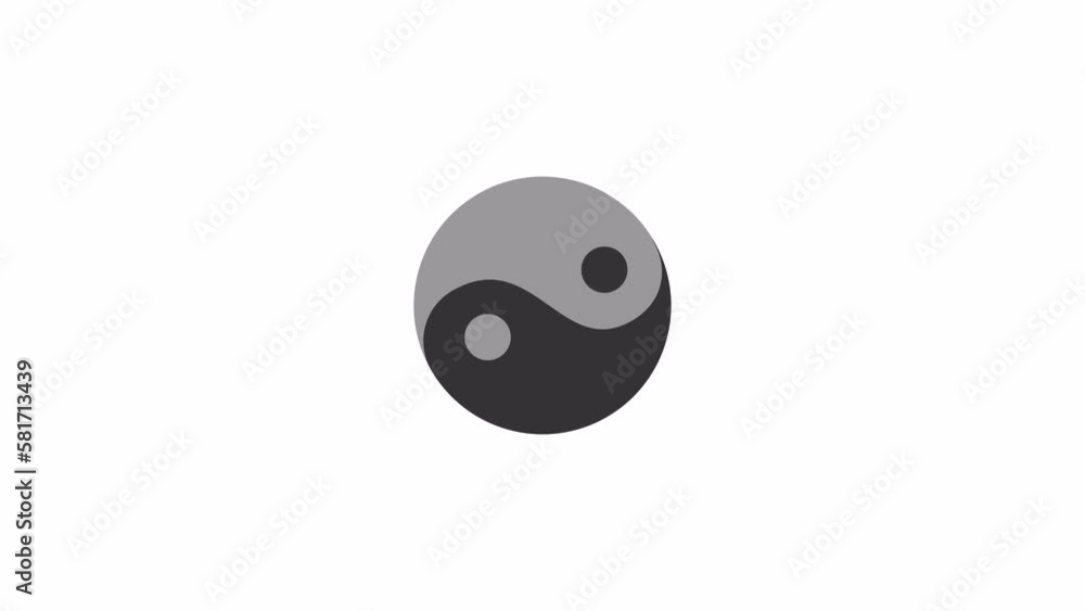 Animated yin yang symbol loader. Opposite energies. Simple black and white loading icon. 4K ...