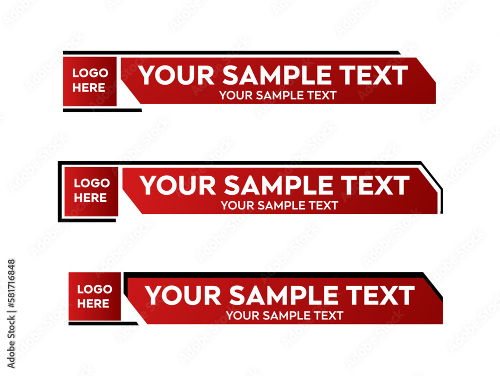 Lower third vector design with Red shape overlay strip text video. News ...