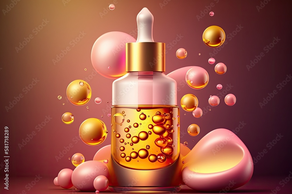 Vitamin and collagen skin cell drop concept in cosmetics. serum ...