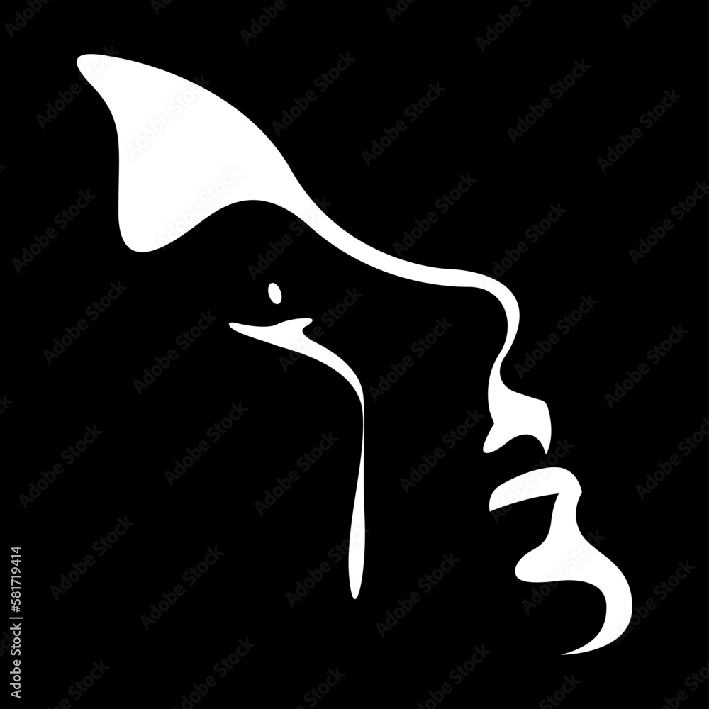 vector illustration of a female light and shadow face with tears ...