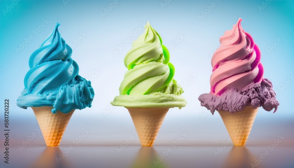 ภาพประกอบสต็อก Advertising banner with different flavored ice cream ...