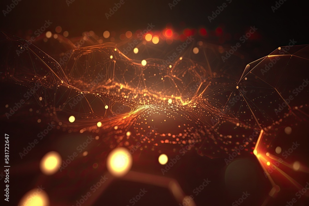 Background of light particles in science fiction with depth of field ...