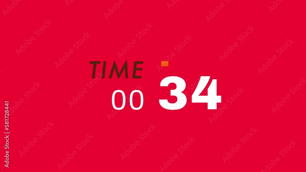 40 Seconds Stylish Countdown Timer with milliseconds on Left. White and ...