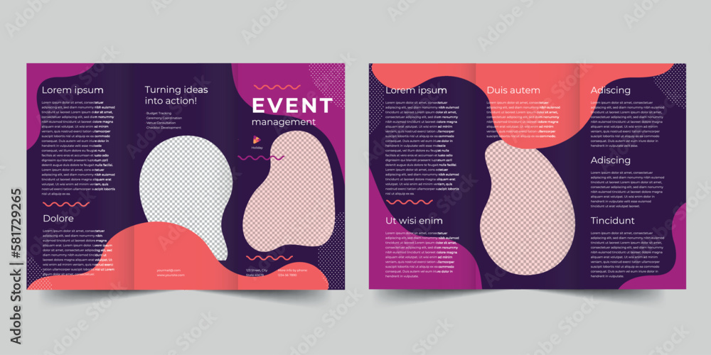Event Management trifold brochure template. A clean, modern, and high ...