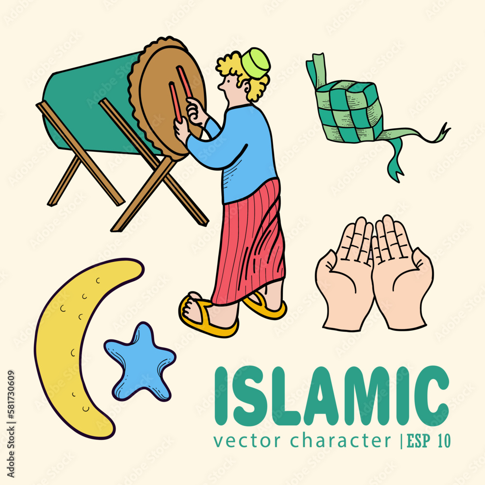 Islamic character illustration. Ramadan, Eid al-Fitr and Eid al-Adha ...