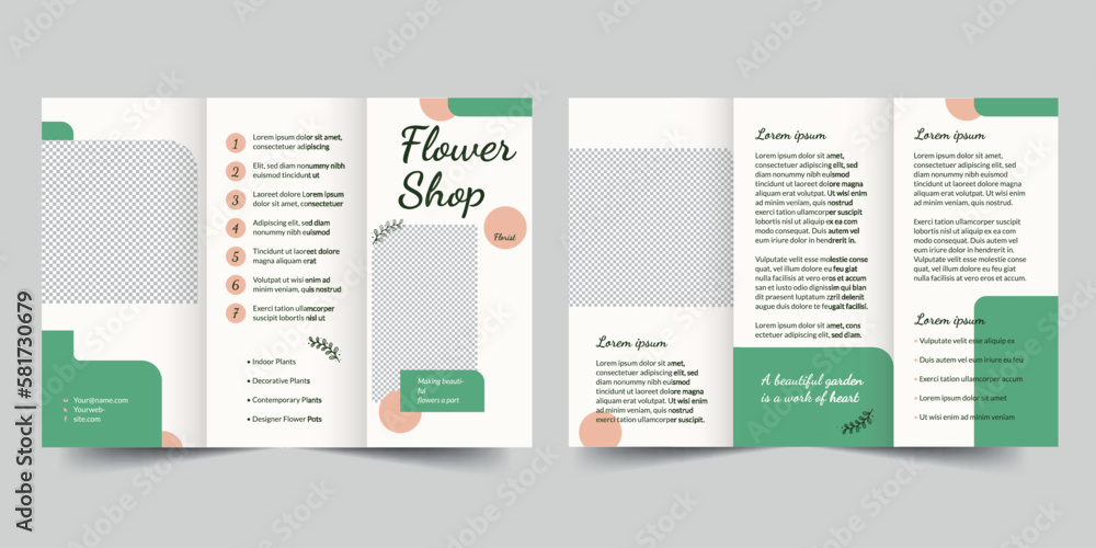 Flower Shop trifold brochure template. A clean, modern, and high ...