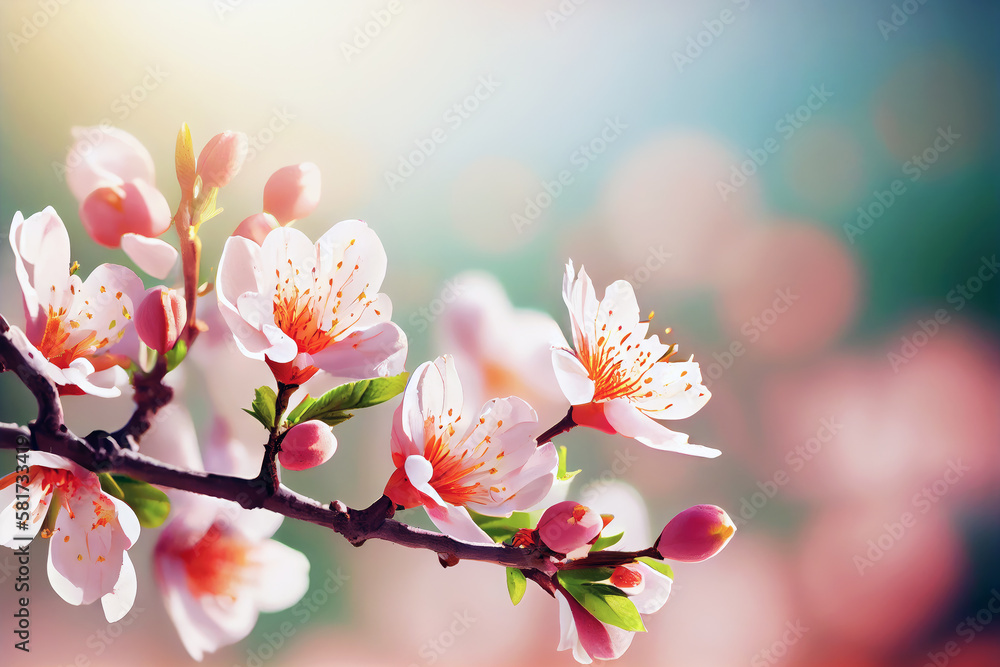 Spring background with cherry blossom branches. Spring cherry flowers ...