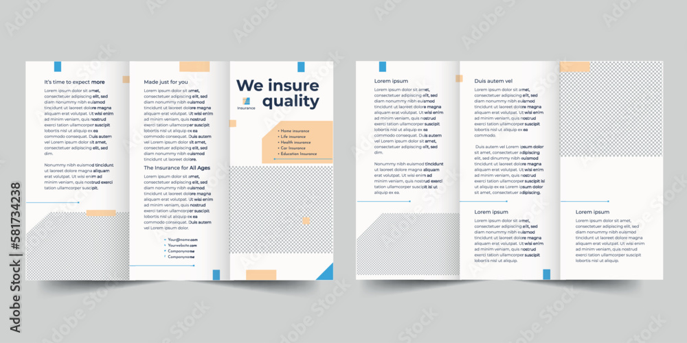 Insurance Agency trifold brochure template. A clean, modern, and high ...
