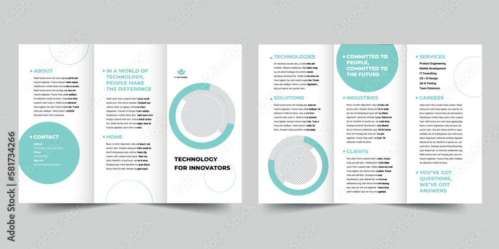IT Software trifold brochure template. A clean, modern, and high ...