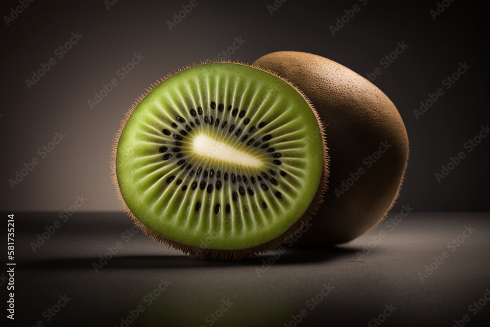 Kiwi fruit. Half a kiwi. Juicy fruit illustration. Generated by AI ...