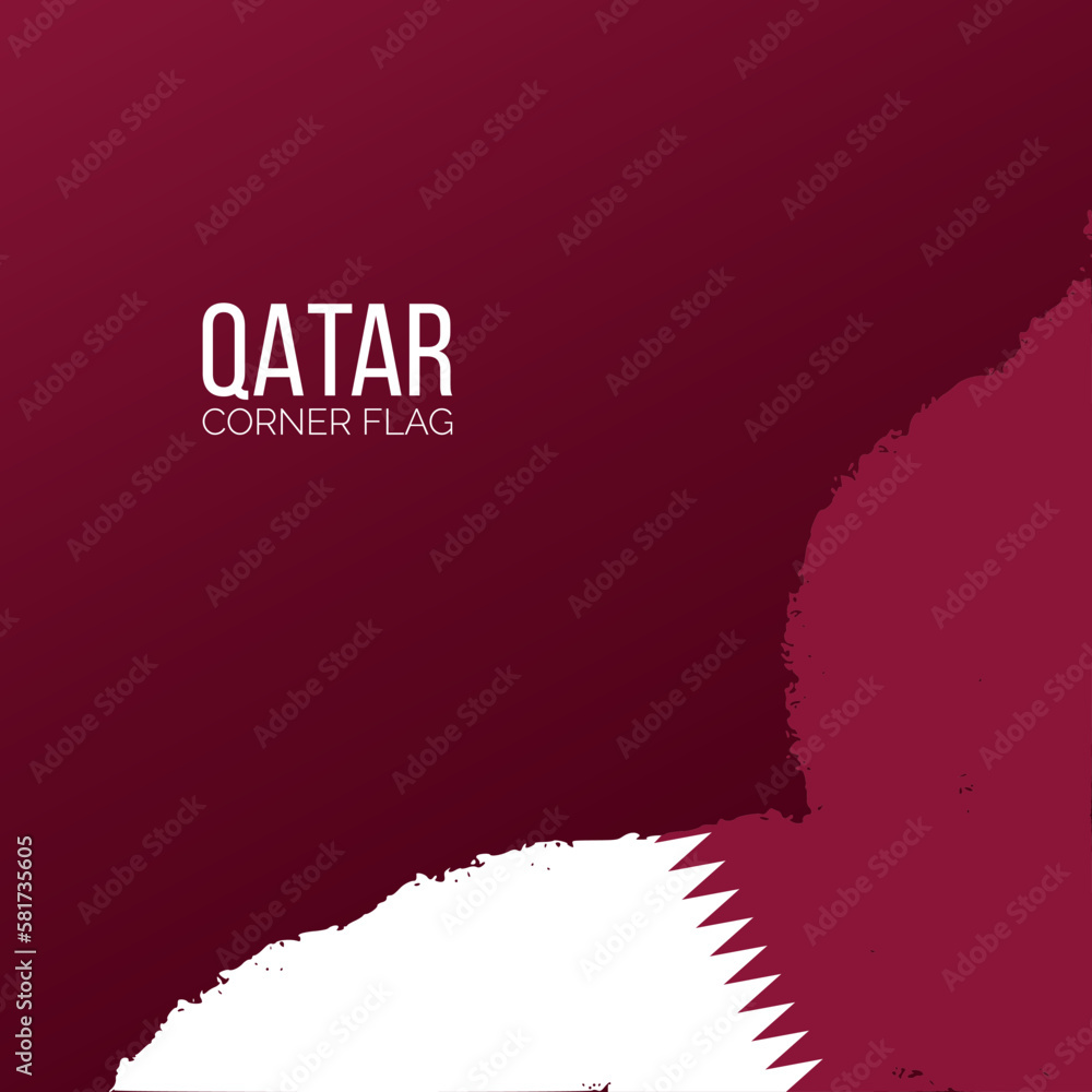 qatar flag asbtract brush stroke ink paint as bottom corner frame ...