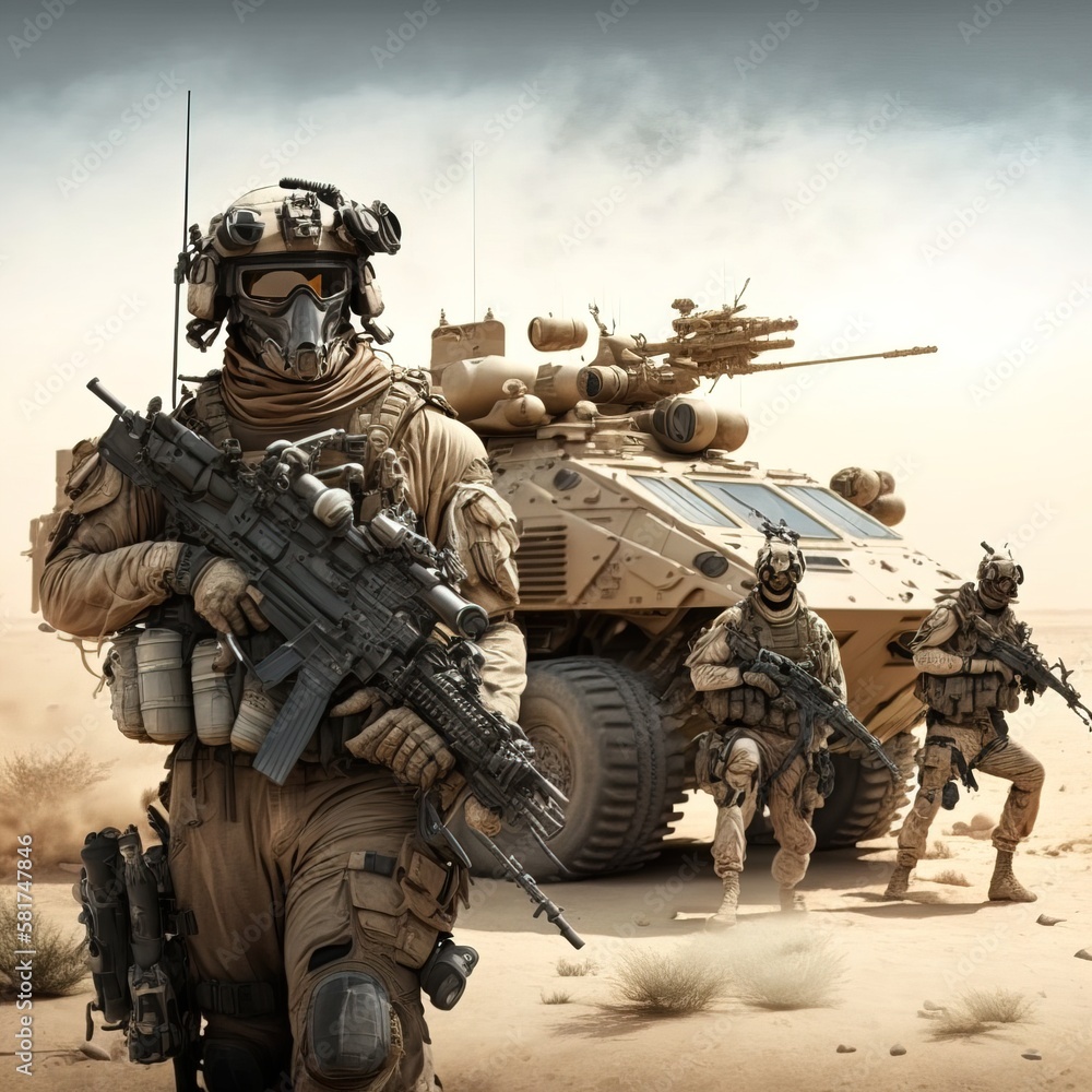 Special Forces Military Unit in Full Tactical Gear, Wartime ...