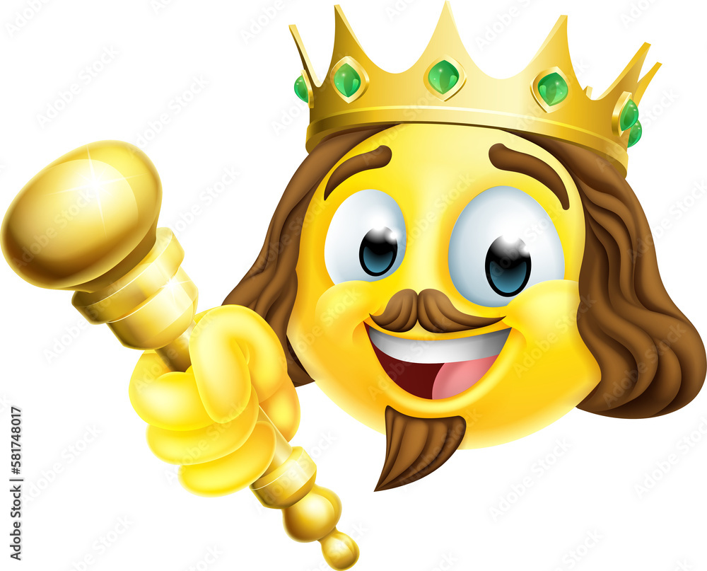 King Emoticon Emoji Face Gold Crown Cartoon Icon ilustración de Stock ...
