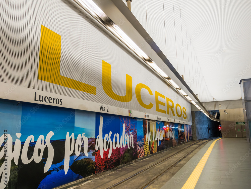 Alicante, Spain, November 19th 2022: Luceros underground tram station ...