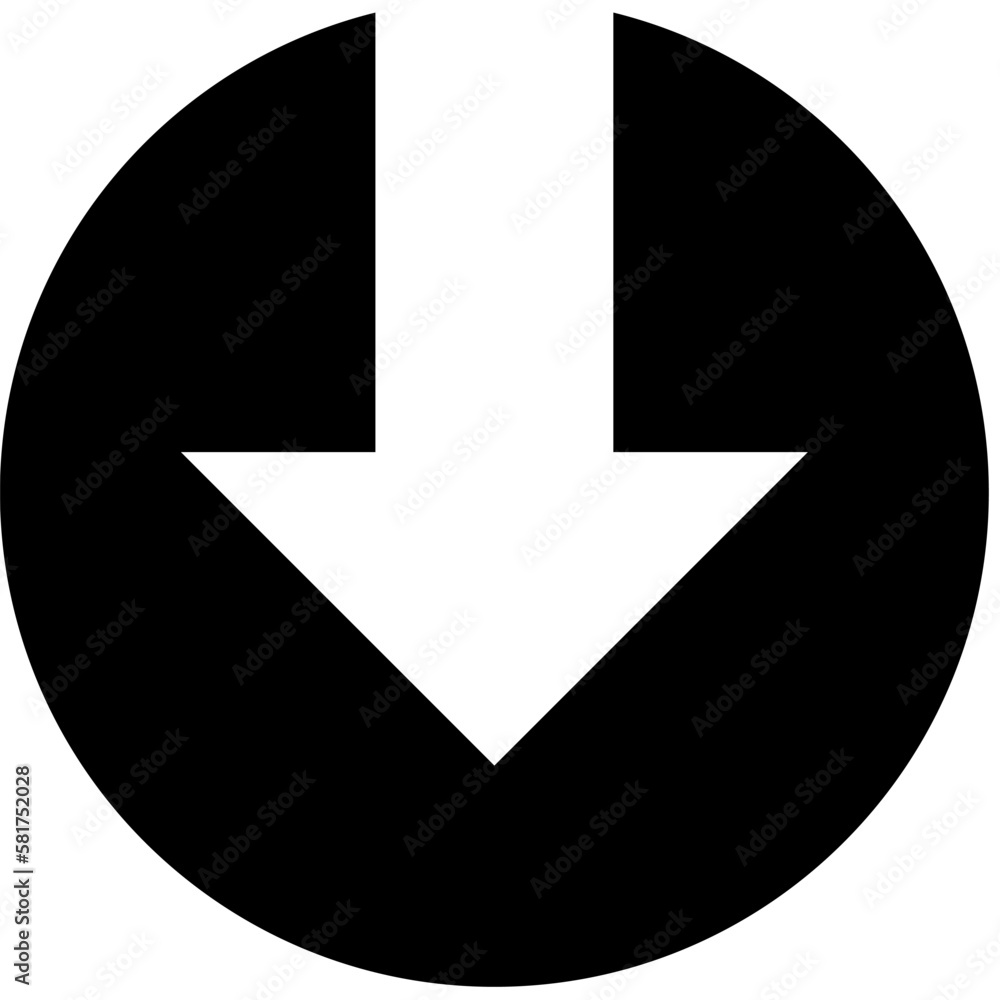 download down arrow symbol in a circle Stock Vector | Adobe Stock