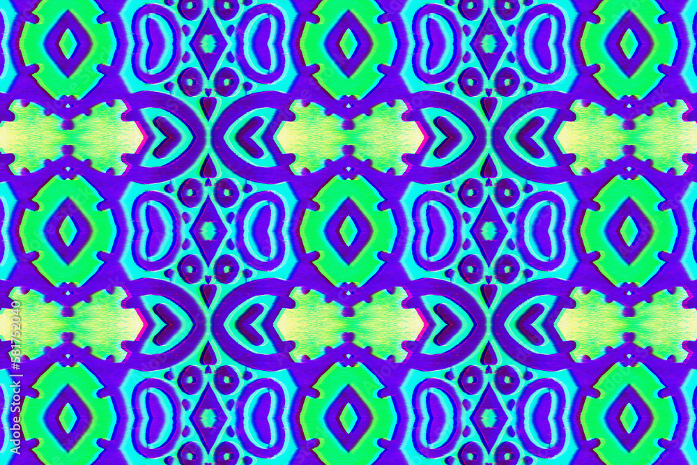 Modern abstract kaleidoscopic repetitive tiled mosaic pattern digital ...