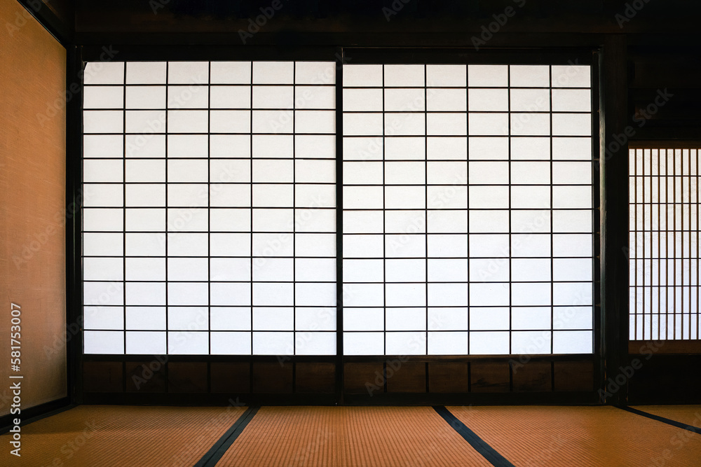 Frontal view of a traditional Japanese style shōji as a blank ...