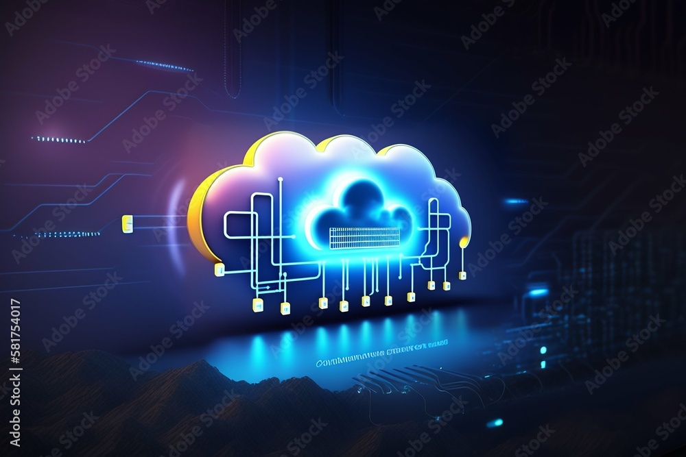 Cloud Computing Concept with Digital Circuit Background, Digital ...