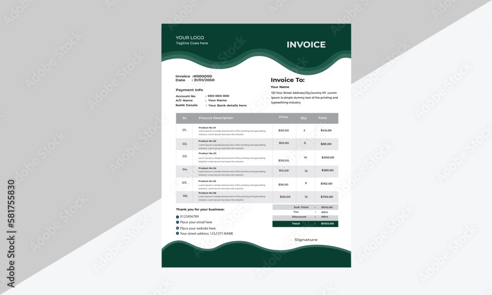 Modern and simple business card design, Corporate Business Invoice ...