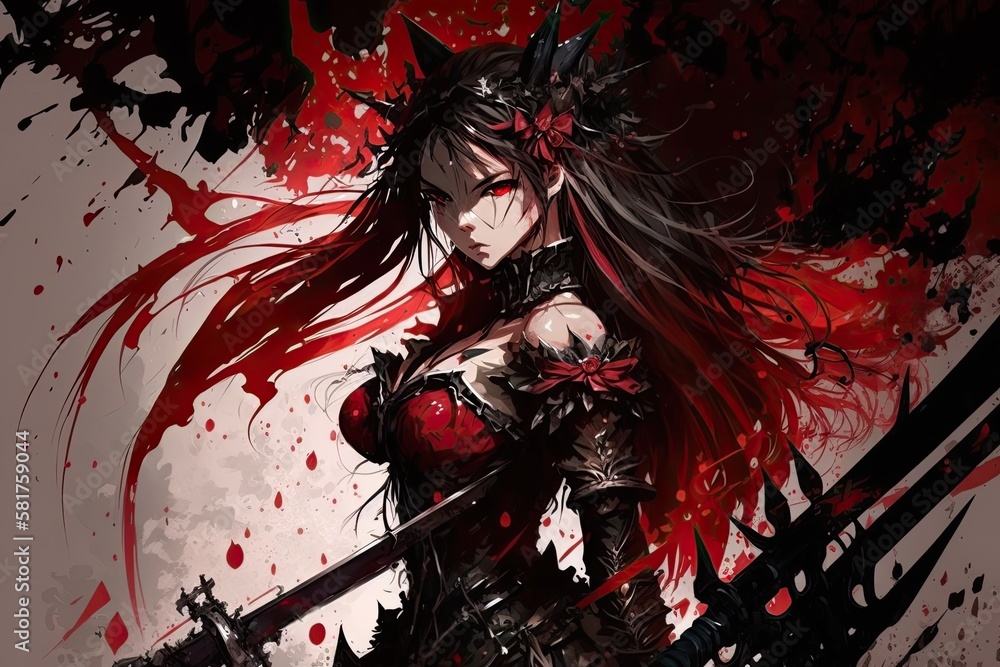blood knight anime woman, illustration, generative ai Stock ...