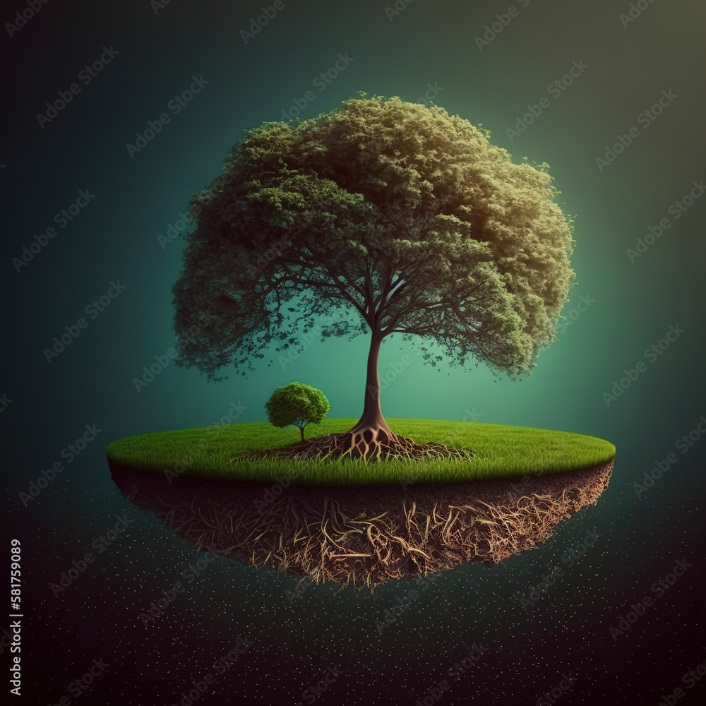 Picture of trees sprouting seedlings on Earth Day. tree on a green ...